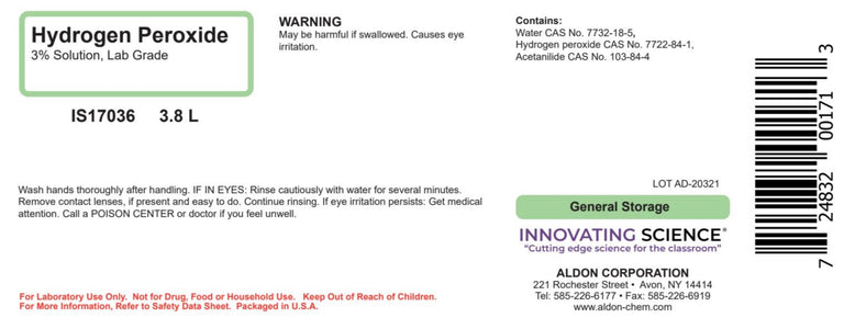 3% Laboratory-Grade Hydrogen Peroxide, 3.8L — hBARSCI
