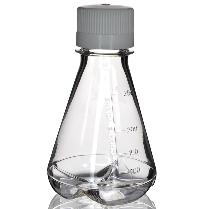 Eisco - Pack of 1, 250mL Sterile PETG Erlenmeyer Flask, Non-Vented, Ba ...