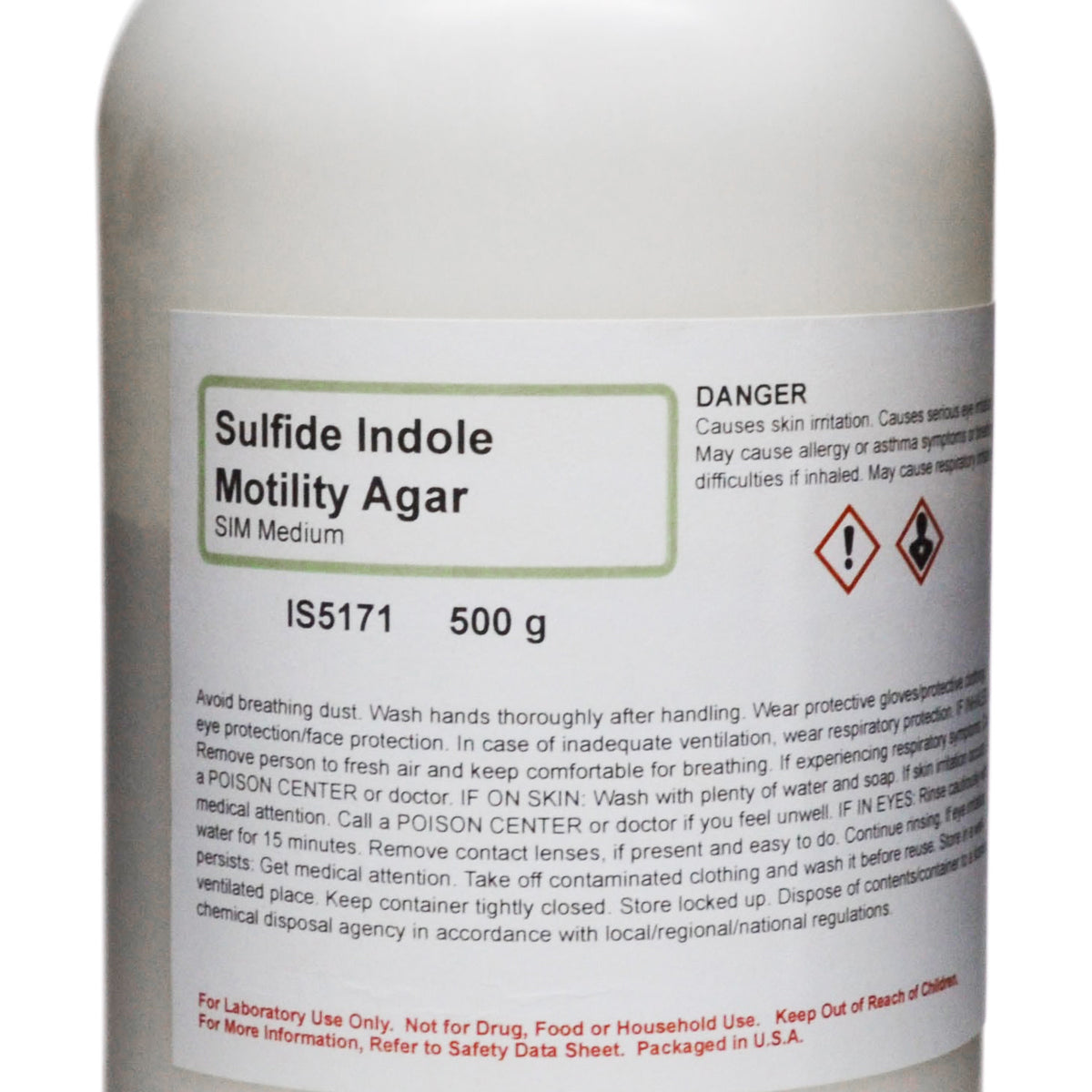 Sulfide Indole Motility (SIM) Agar Powder, 500g – Selective and Differ ...