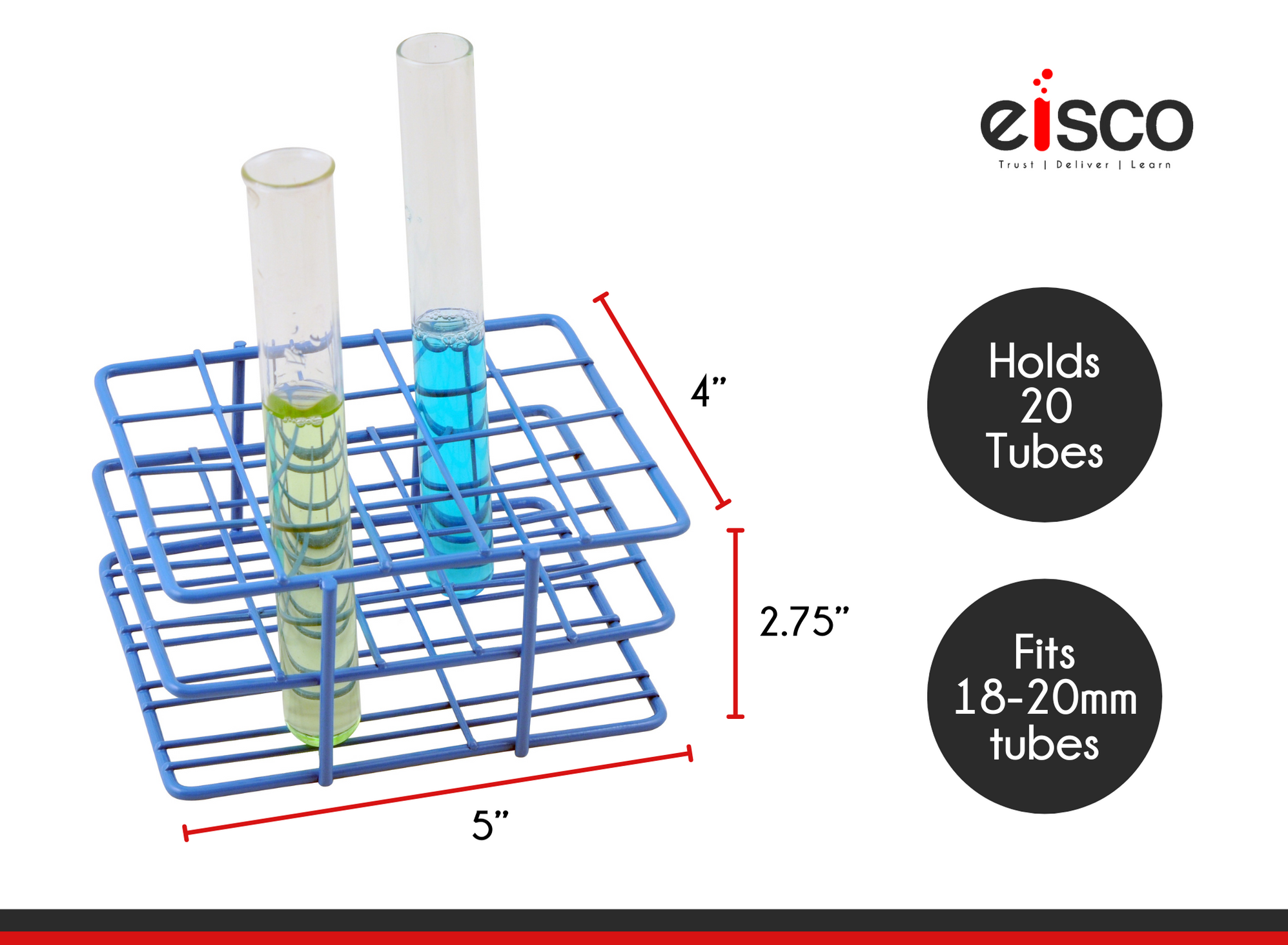 Test Tube Rack - Holds 20 x 18-20mm Tubes - Epoxy-Coated Steel — hBARSCI