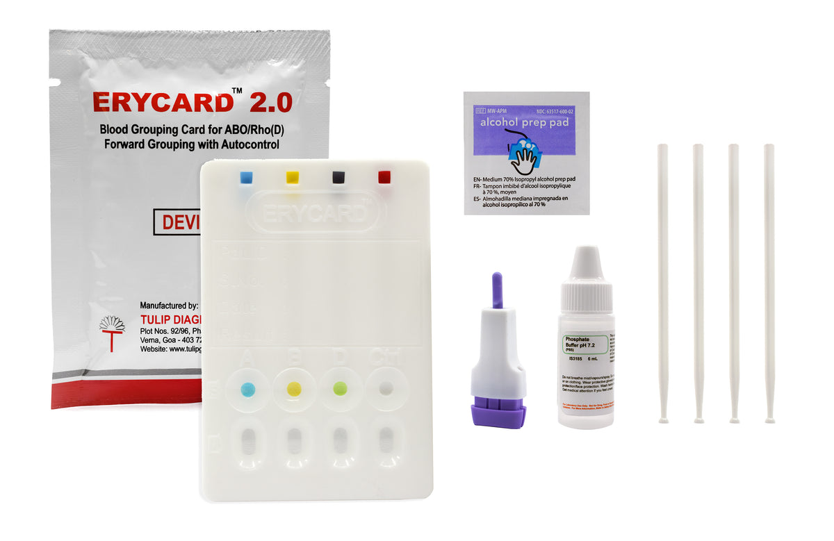 Erycard ABO/RH Blood Typing Card - NOT for Medical / Clinical Use - In ...