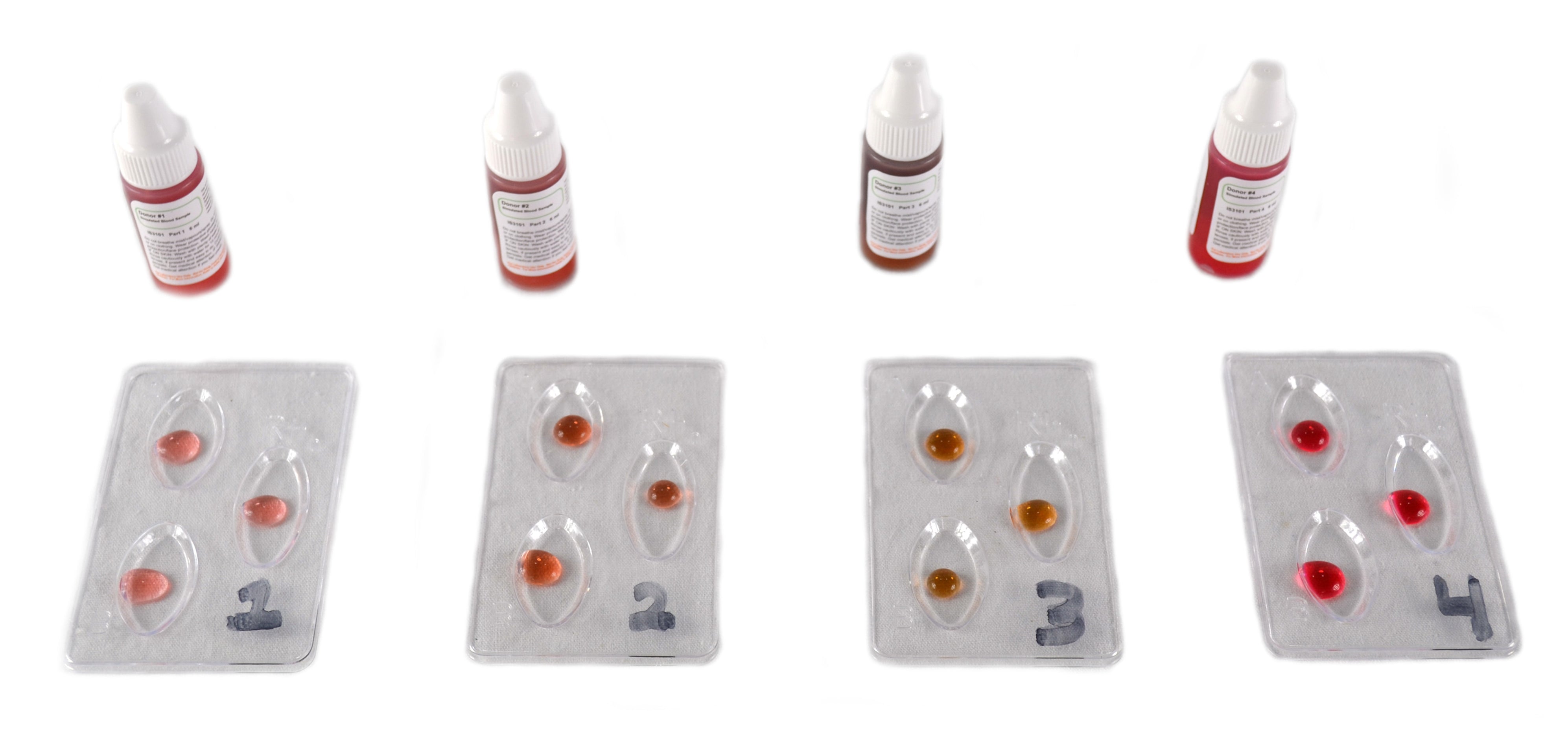 Simulated ABO/Rh Blood Typing Kit - Safe & Easy - Mat'l for 10 Setups ...