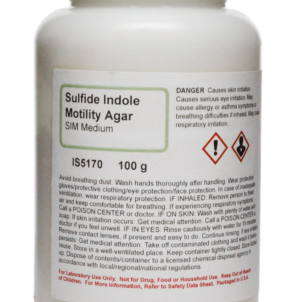 Sulfide Indole Motility (SIM) Agar Powder, 100g – Selective and Differ ...