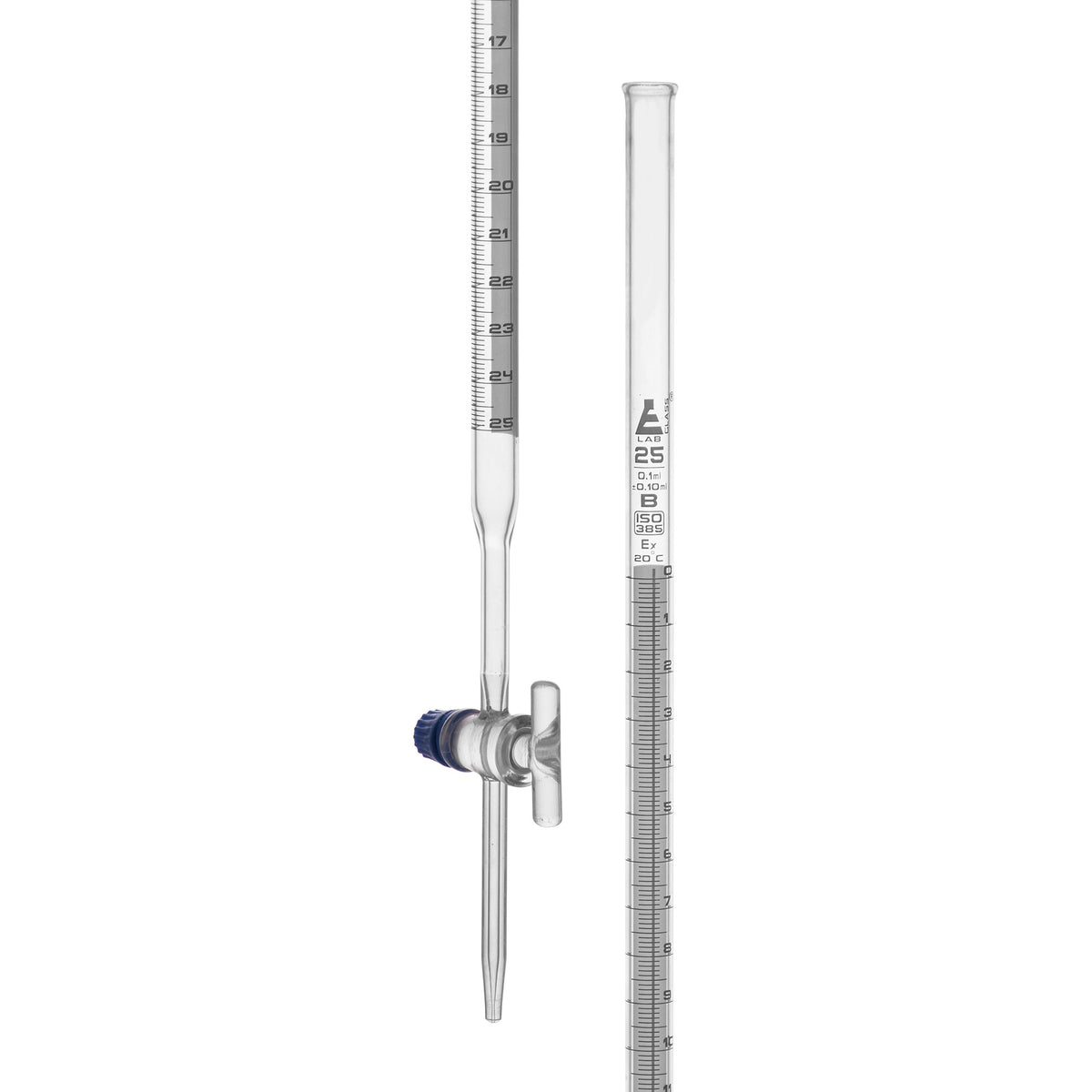 Schellbach Burette, 25mL - Class B - Glass Stopcock - White Graduation ...