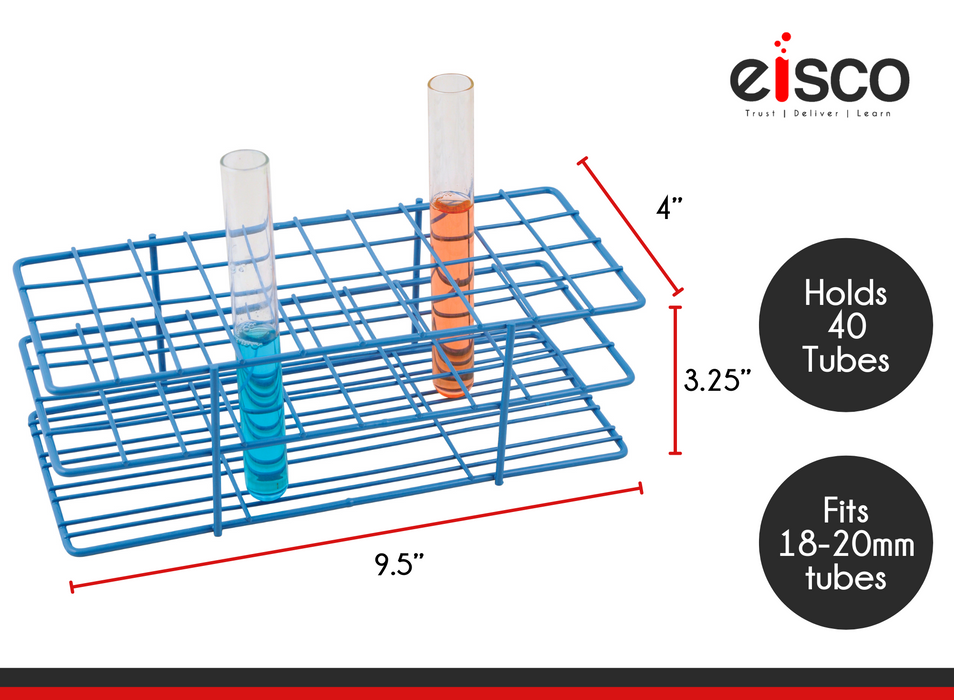 Test Tube Rack - Holds 40 x 18-20mm Tubes - Epoxy-Coated Steel — hBARSCI
