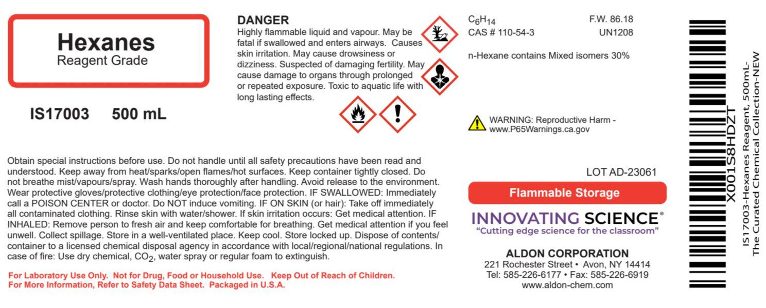 Hexanes Reagent, 500mL - The Curated Chemical Collection — hBARSCI