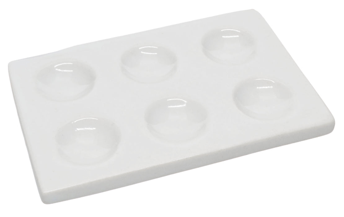 Spot Plate, 6 Wells - 4"L x 2.8"W - Glazed Porcelain — hBARSCI
