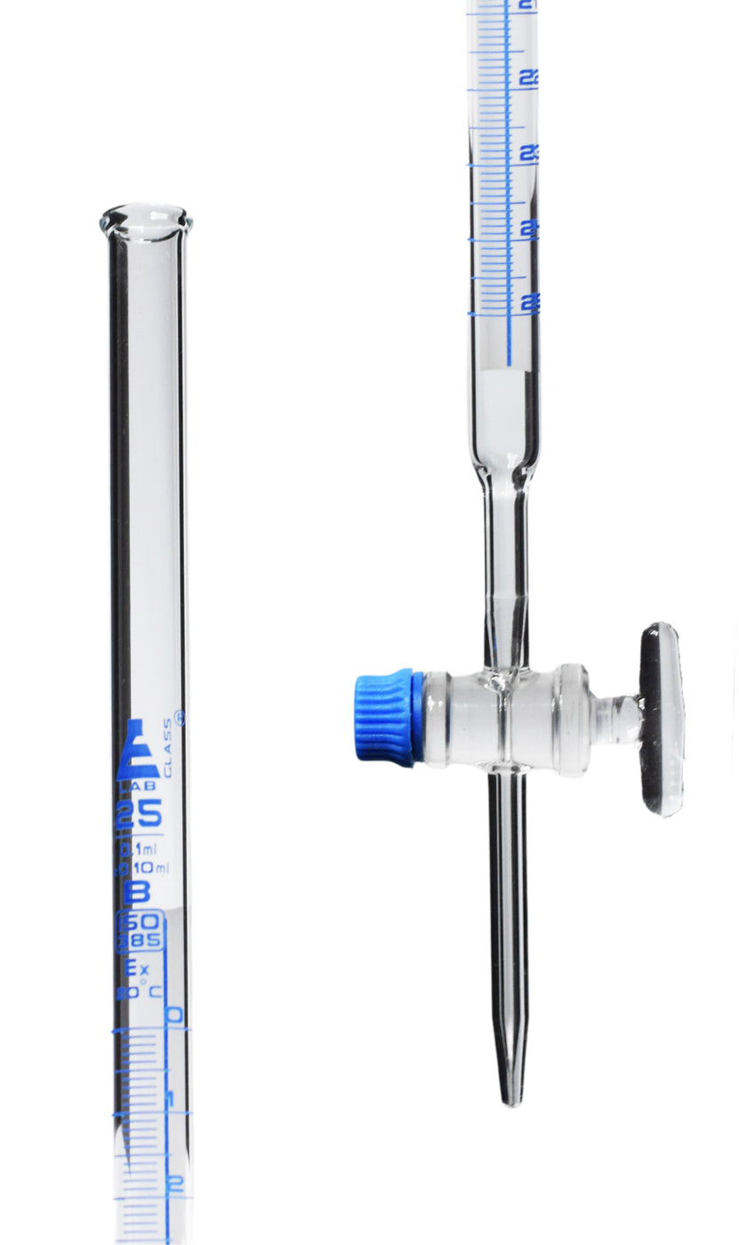 Schellbach Burette, 25mL - Class B - Glass Stopcock - Blue Graduations ...