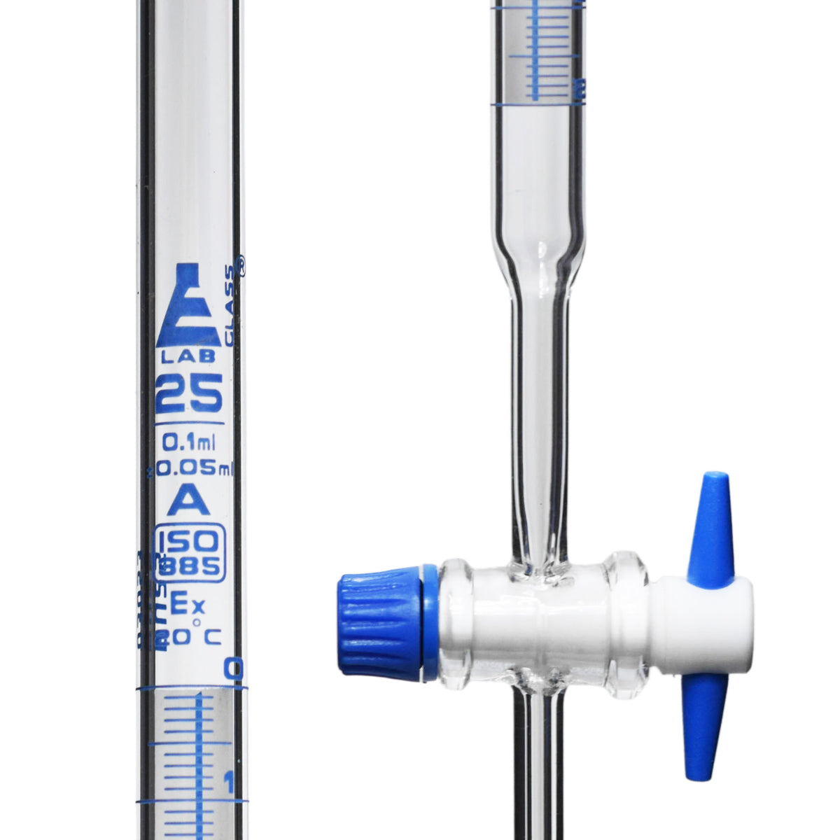 Schellbach Burette, 25mL - Class A - PTFE Stopcock - Blue Graduations ...