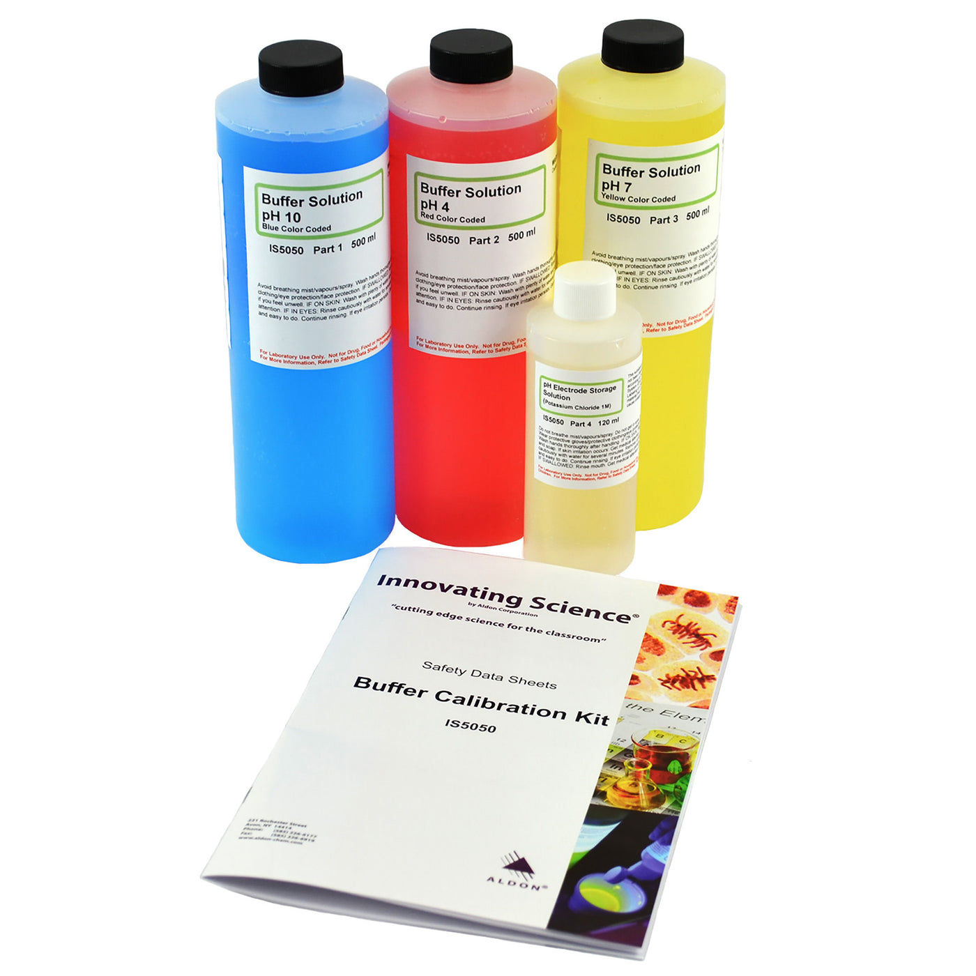pH Buffer Calibration Kit - 500mL Each pH 4, 7, 10 & 4oz KCl - hBARSCI