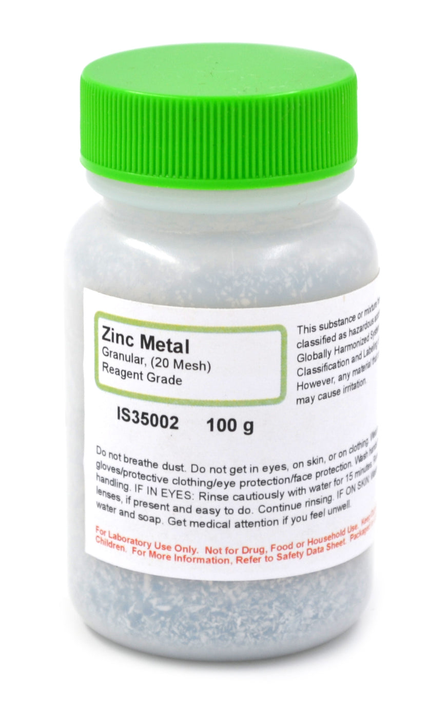 Granular Metal Zinc, 100g - 20 Mesh - Reagent-Grade - The Curated Chem ...