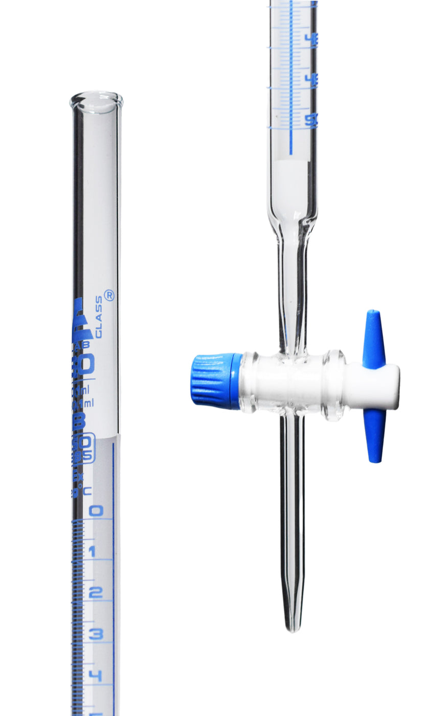 Schellbach Burette, 50mL - Class B - PTFE Stopcock - Blue Graduations ...