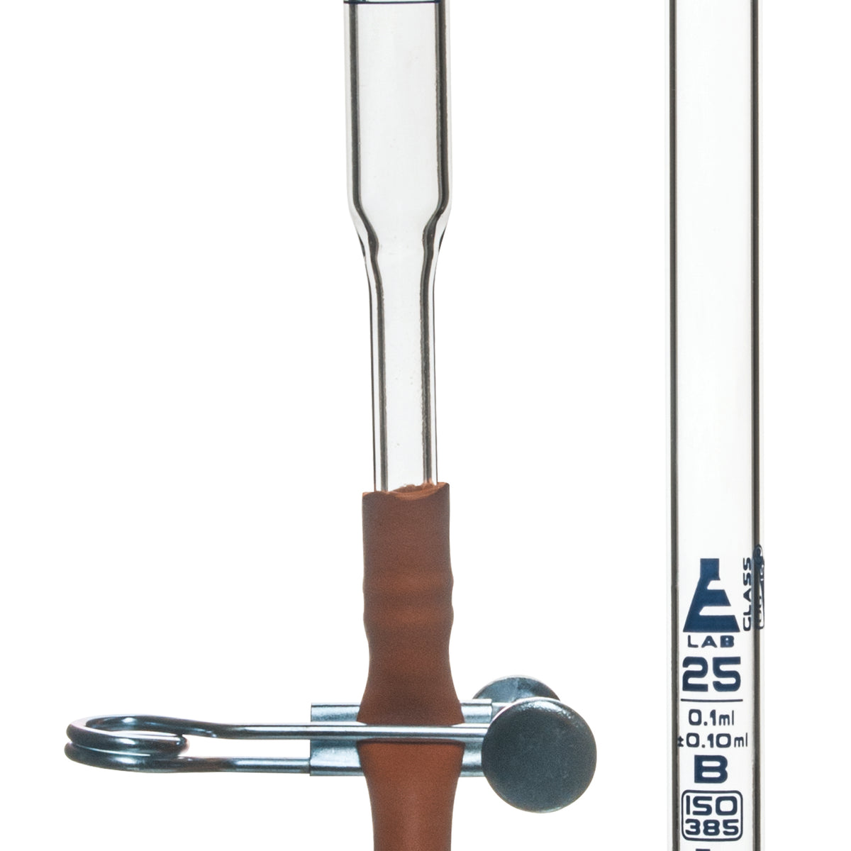 Burette, 25ml - Class B, DIN ISO 385, Rubber Tube and Pinch Clip — hBARSCI