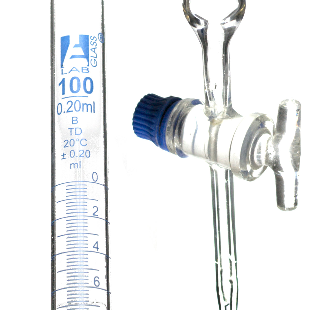 Burette, 100mL - Class B - With Stopcock - Blue Graduations - Borosili ...
