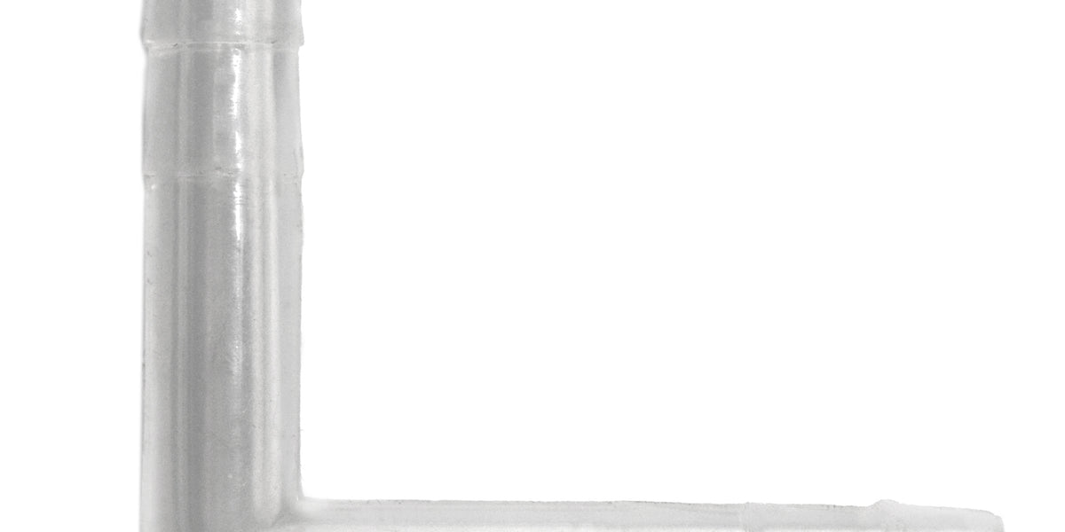 L Shaped, 2 Way Tubing Connector, 2" - Transparent Polypropylene — hBARSCI