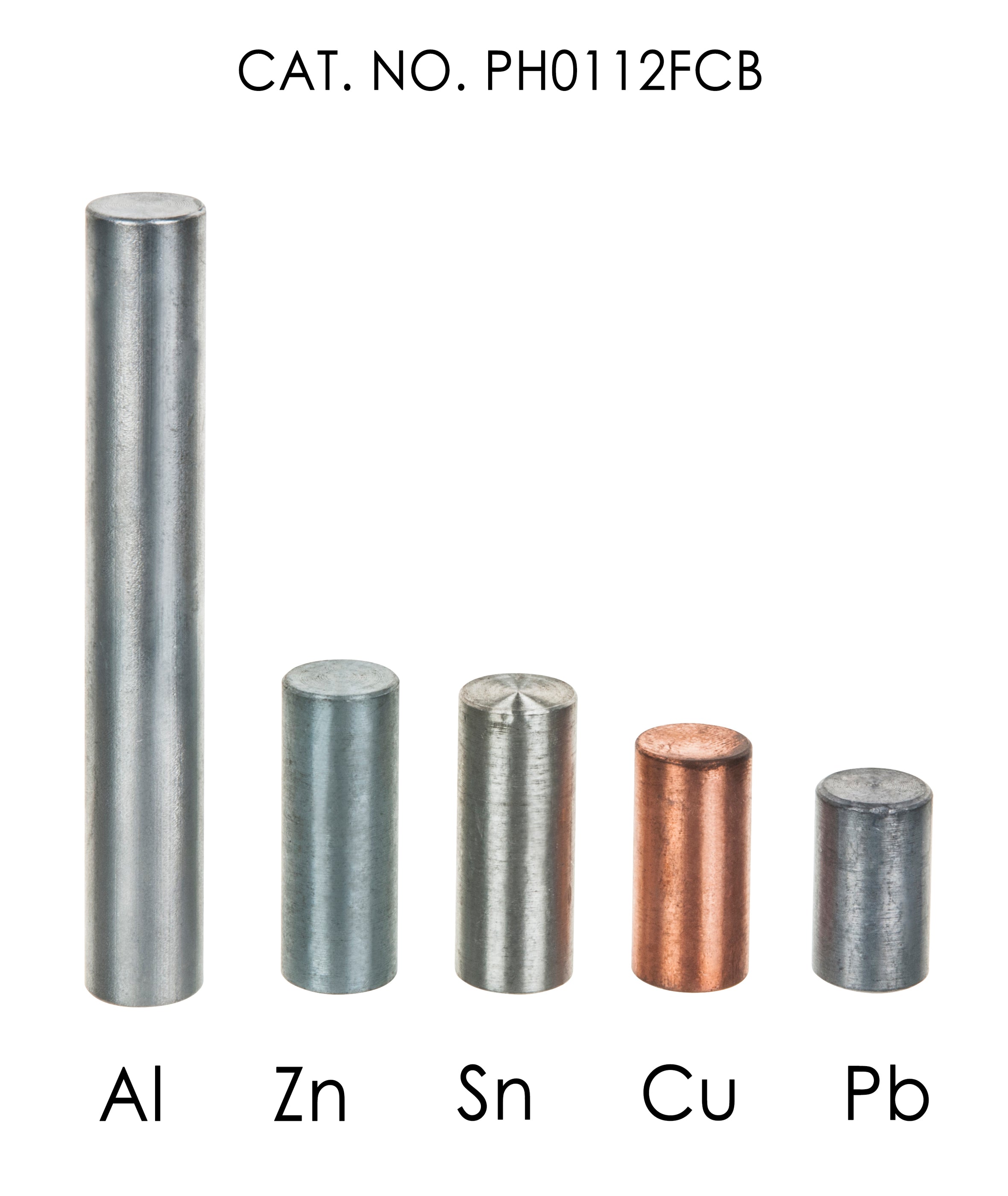 Equal Mass Cylinder Set.- Aluminum, Copper, Tin, Zinc, Lead — hBARSCI
