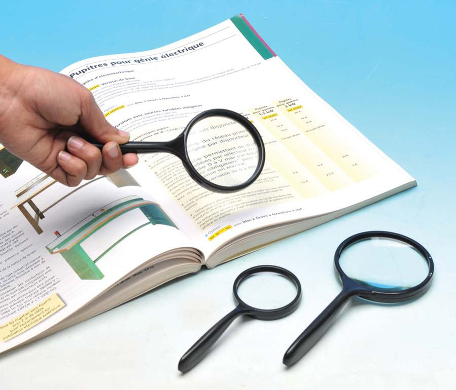 Magnifying Glass, 75mm - Unbreakable Plastic Mount with Handle — hBARSCI