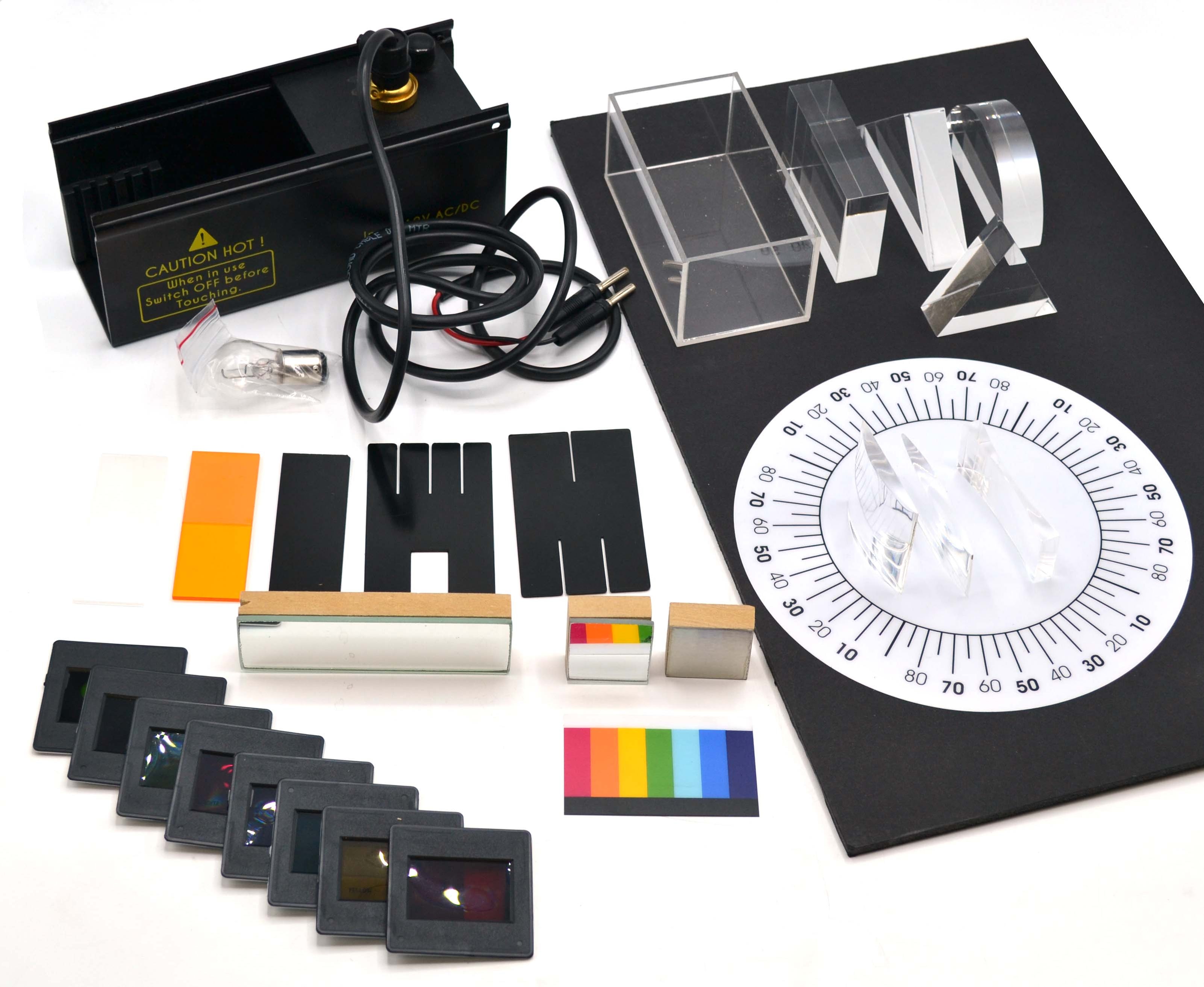 Visible Ray Geometrical Table Top Optics Set - 28 Pieces — hBARSCI