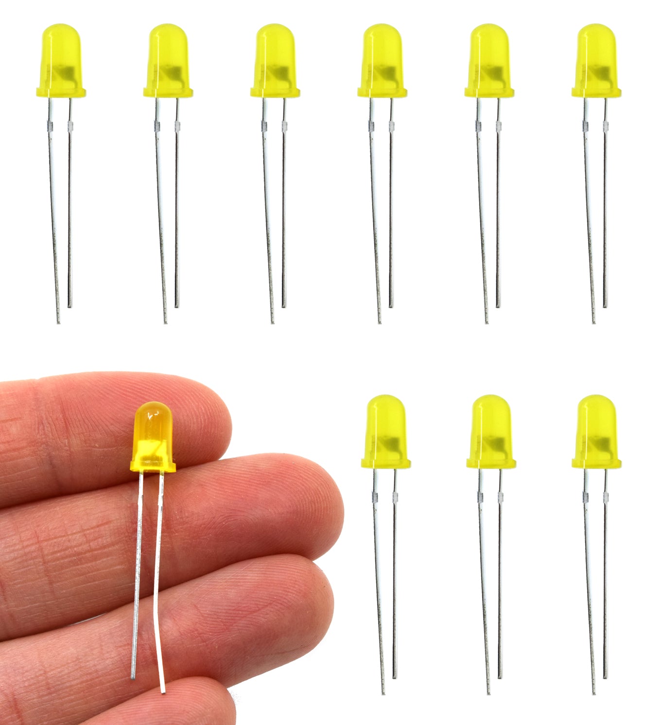 Light Emitting Diode (LED), Yellow, 5mm Diffused Round Top,Pack of 10 ...