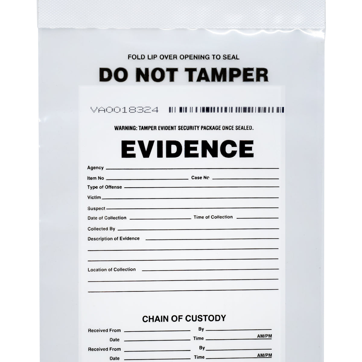 100pk Evidence Bags, 6" x 9" - Premium, Tamper Resistant Bags - Fold O ...