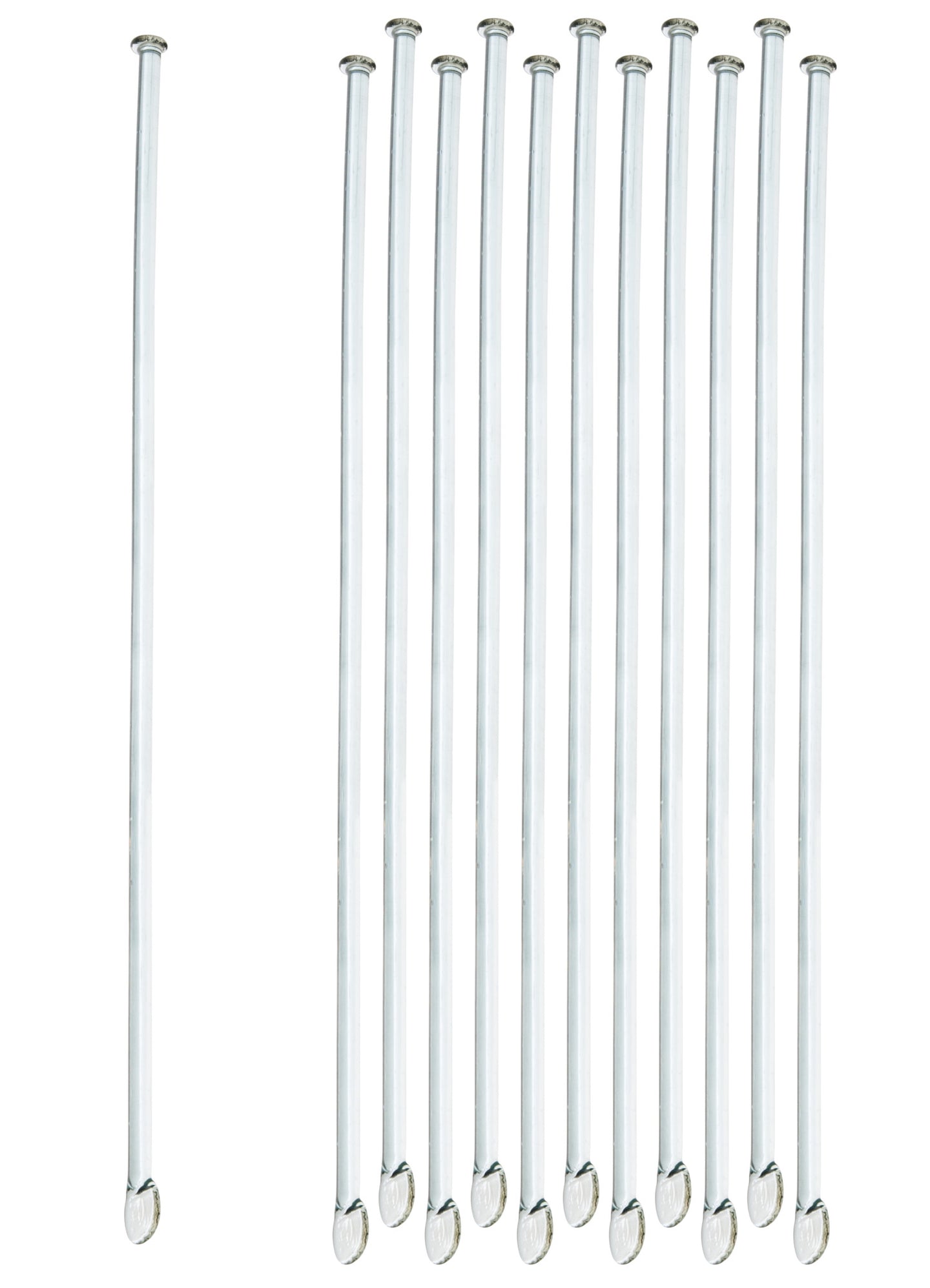 Glass stirring Rods, Pack of 10, Spade and Button Ends, 12" Long — hBARSCI