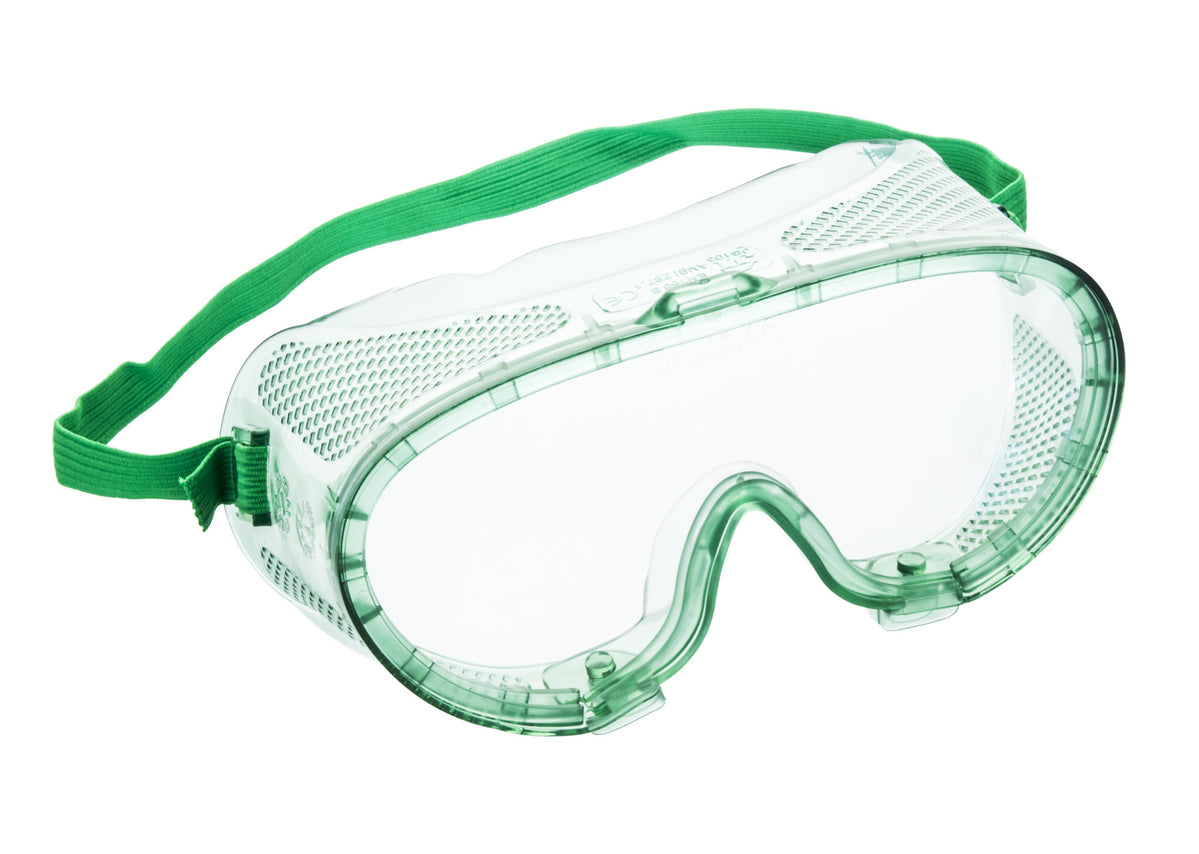 Basic Green Safety Goggles - Vented with adjustable Elastic strap — hBARSCI