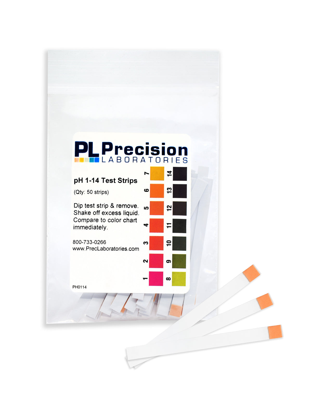 50PK pH Test Strips with Single Pad, 1-14 Range — hBARSCI