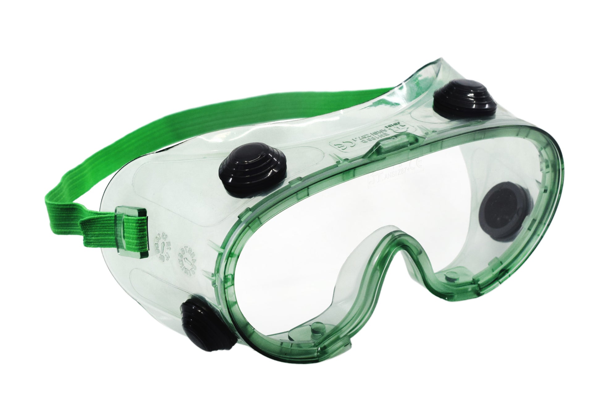 Vented Basic Green Safety Goggles - with adjustable Elastic strap — hBARSCI