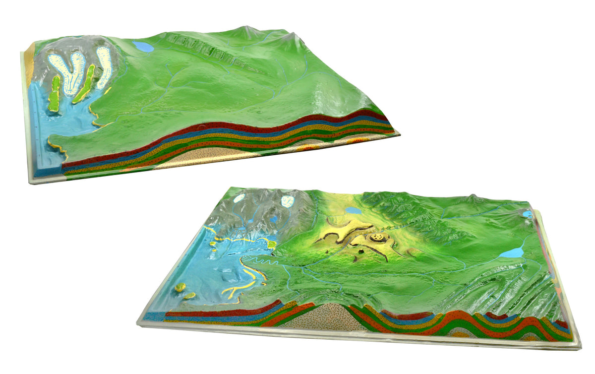 2 Piece Comparative Terrain Landform Models, 23.5 Inch — hBARSCI
