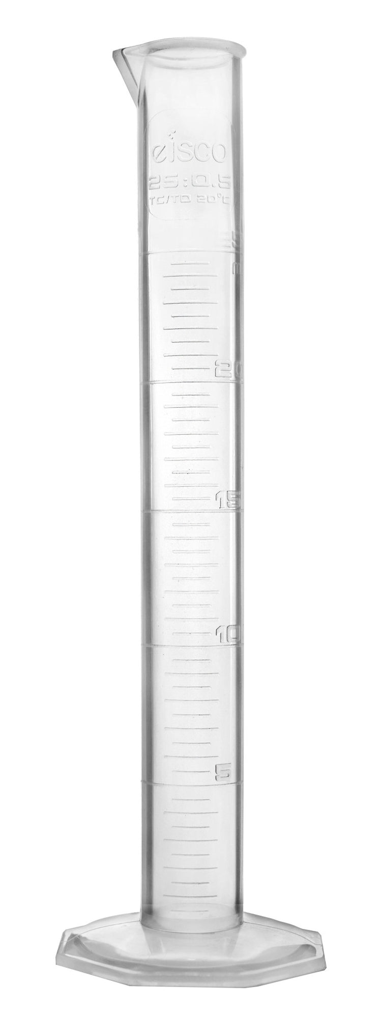 Graduated Cylinder, 25mL - Class B - Hexagonal Base - Raised Graduatio ...