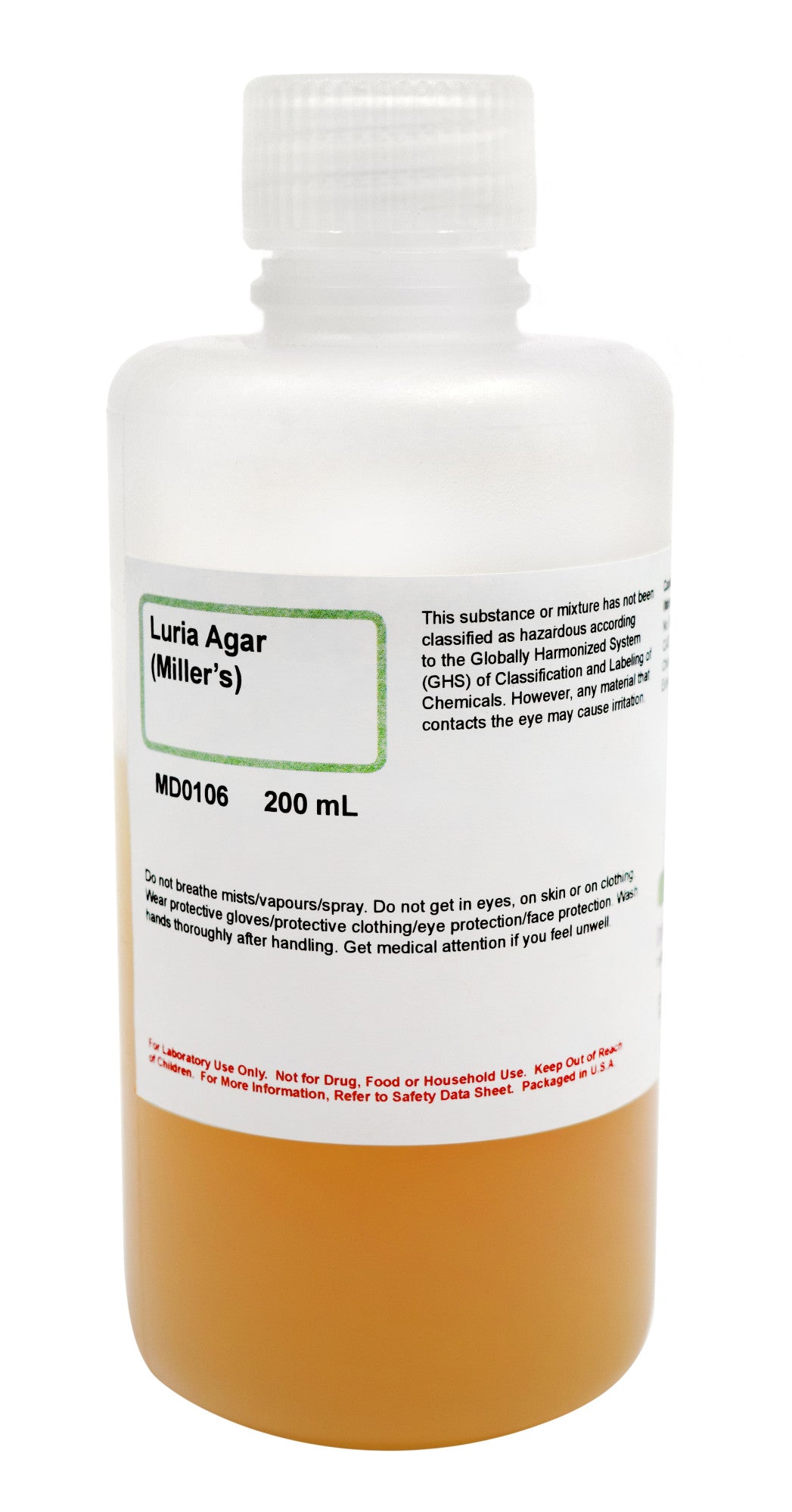 Prepared Luria (Millerâ€™s) Agar, 200 ml, Case of 24 â€“ Nutritionally ...