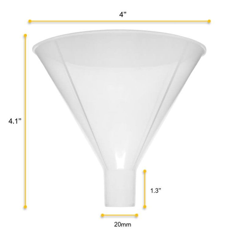Powder Funnel, 4" (100mm) - Parallel Stem - Polypropylene - Eisco Labs ...