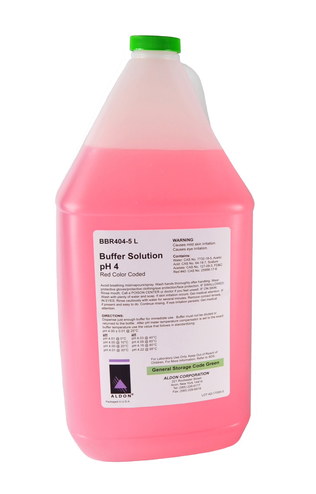 pH 4.00 Standard Buffer Solution, Red, 5000mL - hBARSCI