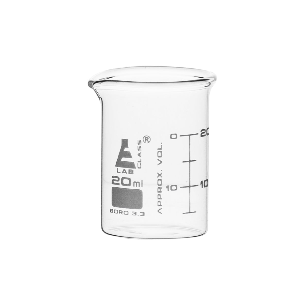 Beaker, 20mL - ASTM - Low Form with Spout - Dual Scale, White Graduati ...