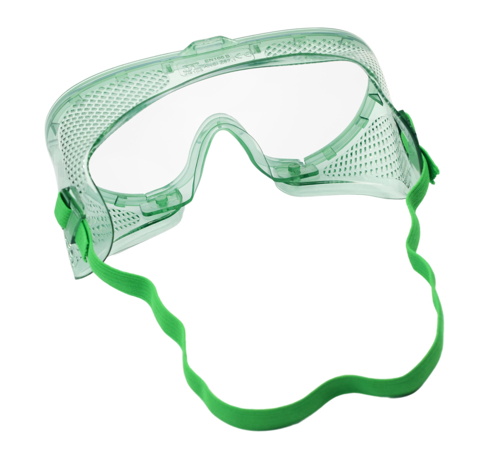 Basic Green Safety Goggles - Vented with adjustable Elastic strap — hBARSCI