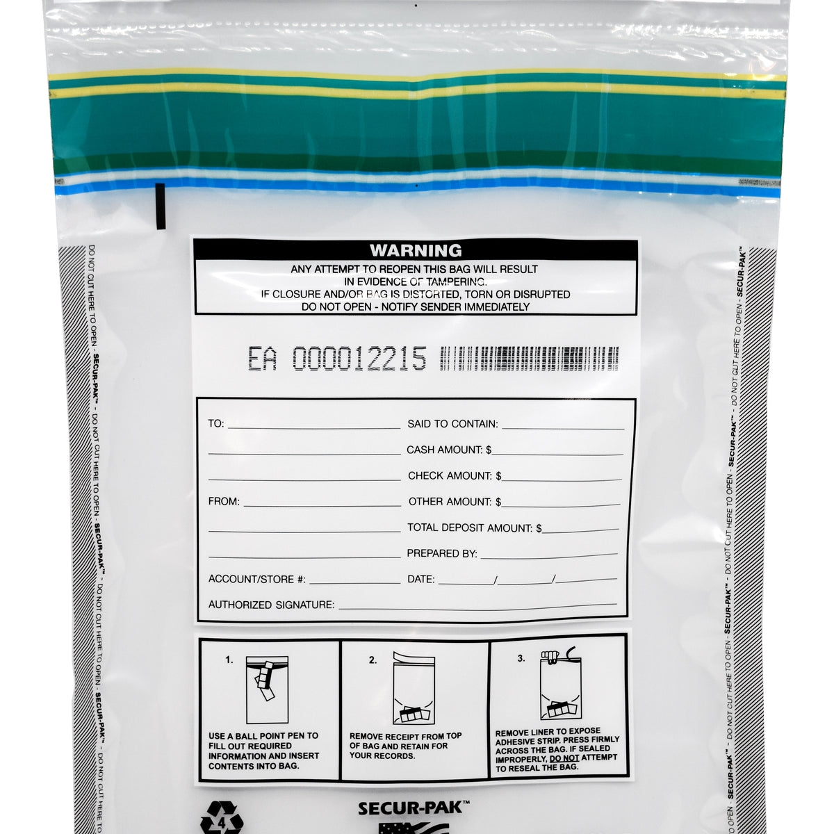 Secur-Pak Deposit Bags with Pocket - Pack of 100 - Premium, Level 4 Se ...