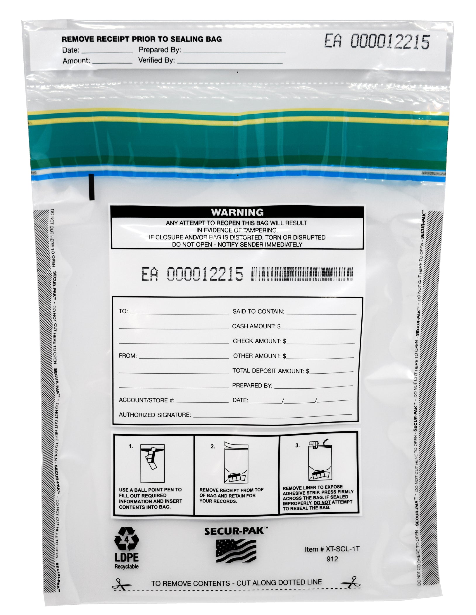 Secur-Pak Deposit Bags with Pocket - Pack of 100 - Premium, Level 4 Se ...