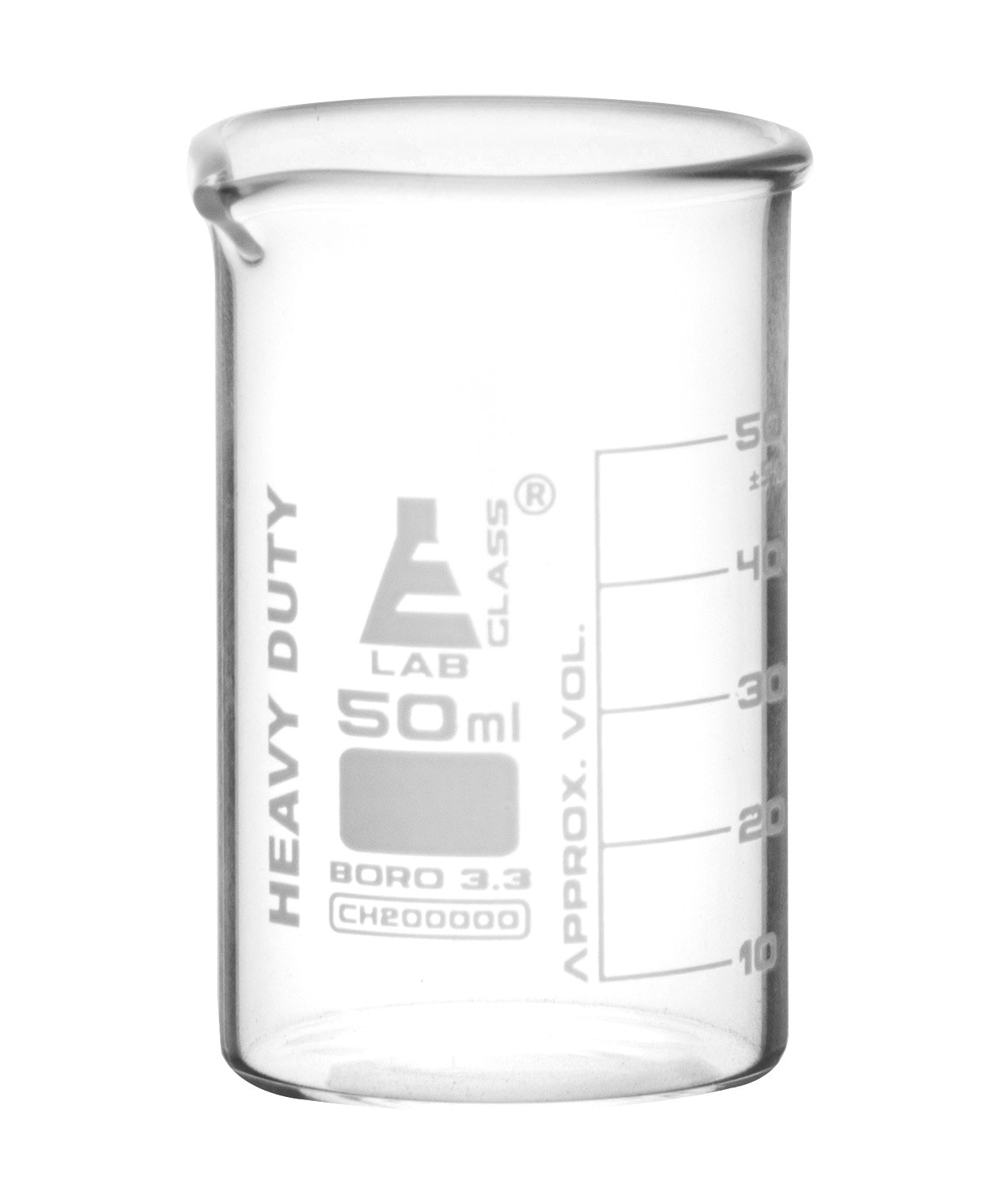 Heavy Duty Beaker, 50ml - 5mm Thick, Uniform Walls - Graduated - Boros ...
