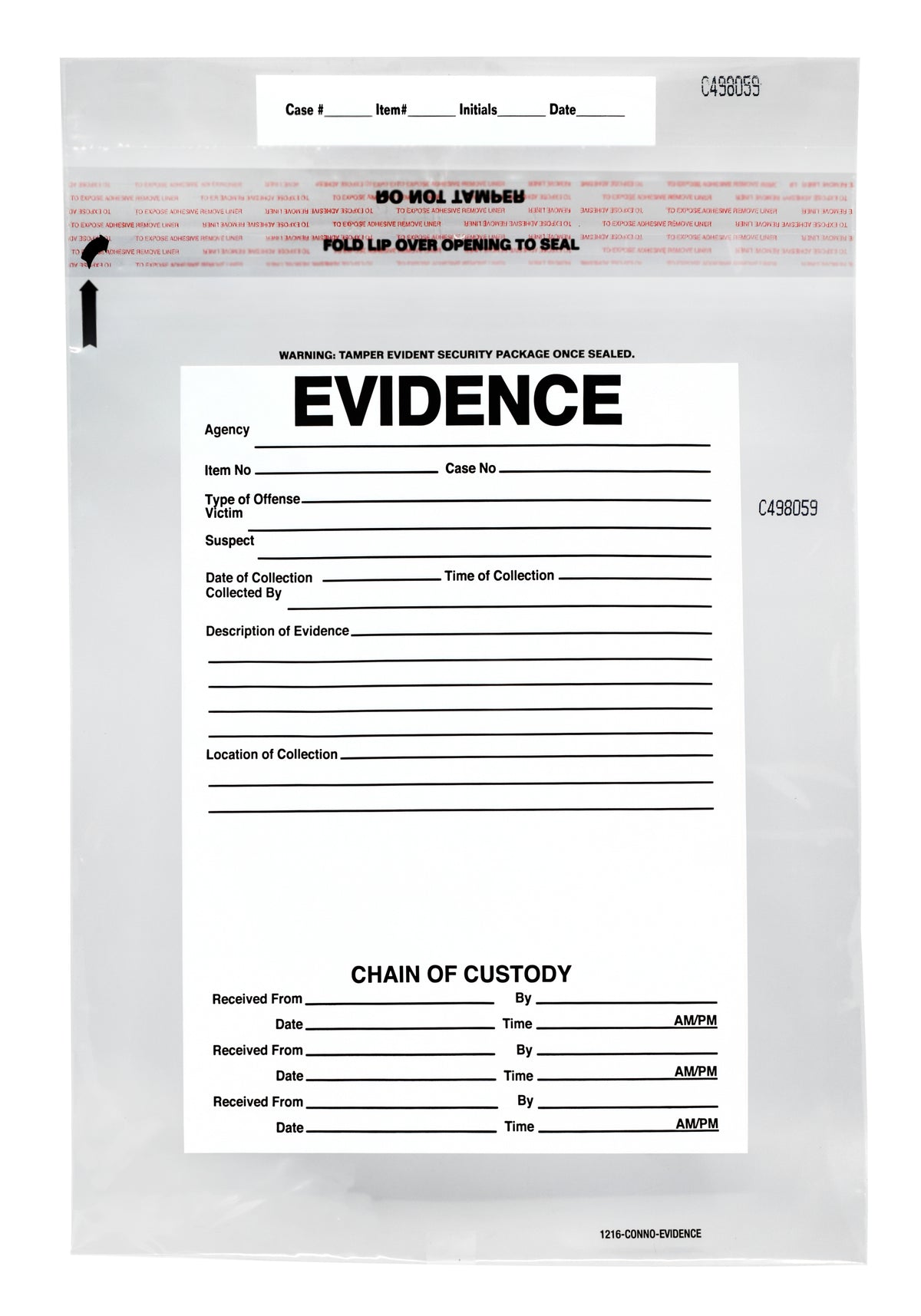 100pk Evidence Bags, 12"x16" Transparent, Tamper Resistant Closure wit ...