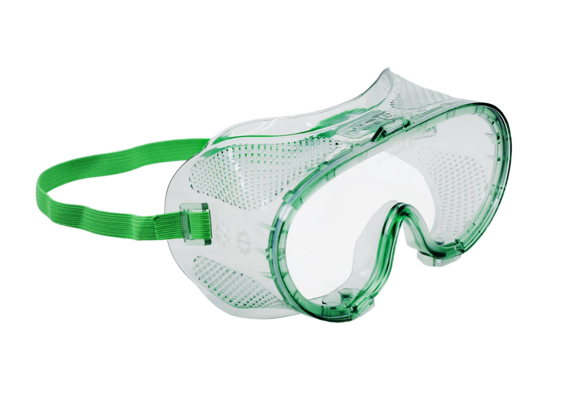 Basic Green Safety Goggles - Vented with adjustable Elastic strap — hBARSCI