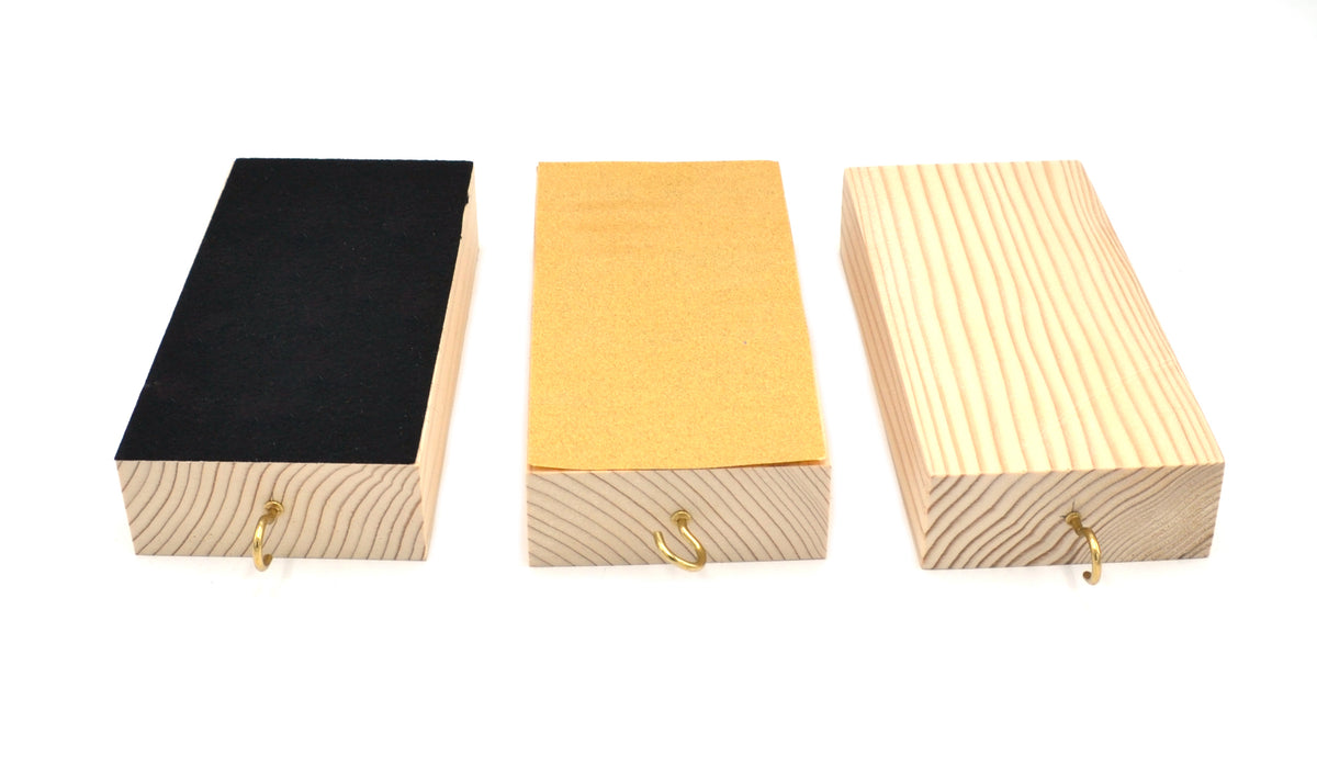 Wooden Friction Block Set - Wood, Sandpaper and Felt Surfaces - Measur ...