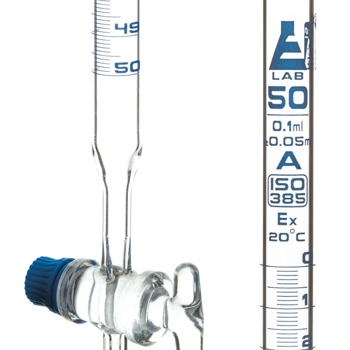 Burette, 50mL - Class A - With Stopcock - Blue Graduations - Borosilic ...